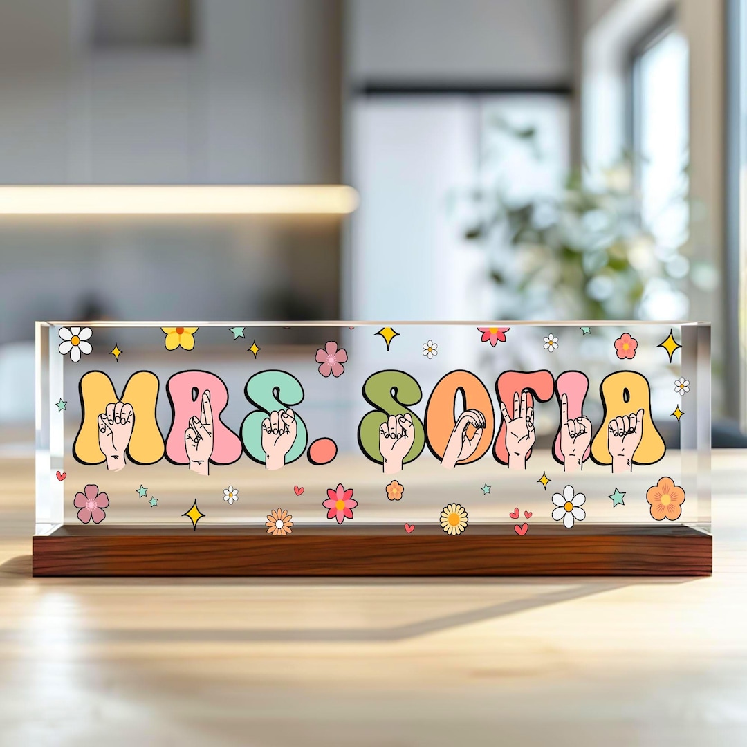 Personalized ASL Teacher Desk Name Plaque,teacher Language Gift ...