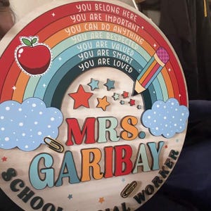 Personalized School Social Worker Office 3D Sign, Teacher Door Hanger ...