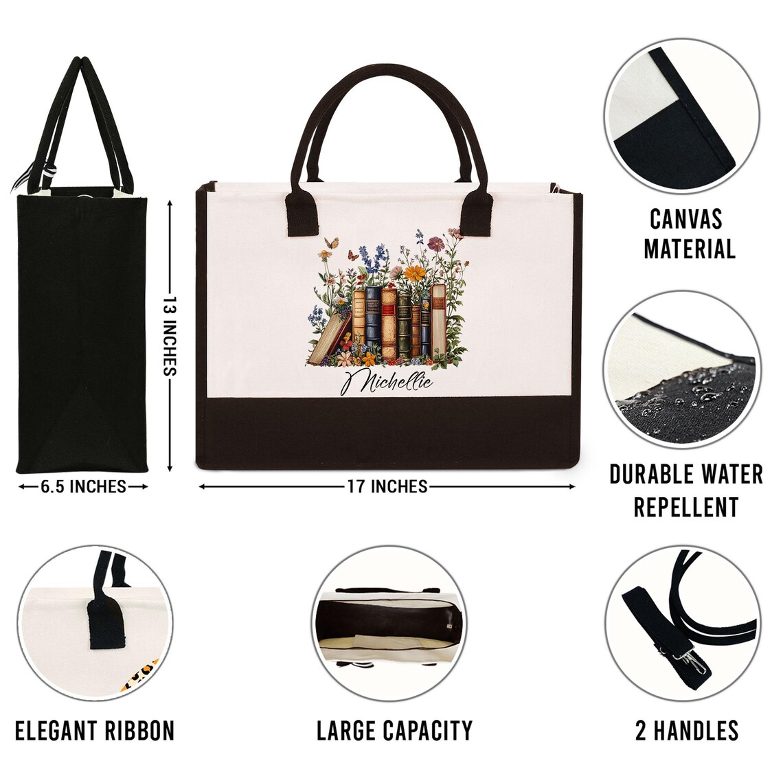 Custom Book Tote Bag, Bookish Personalized Tote Bag,bookish Gift Idea ...