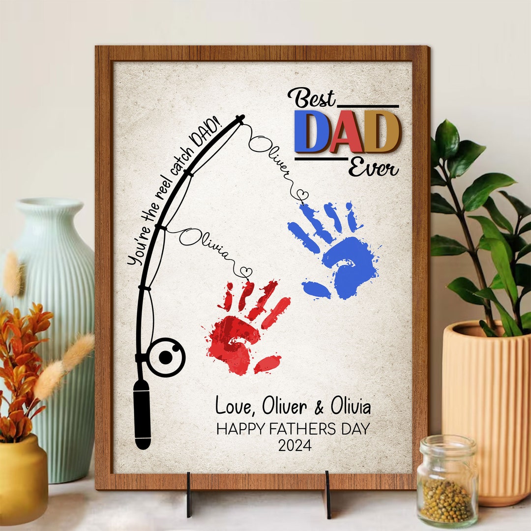 Fishing Handprint Sign, DIY Handprint Sign, Personalized Gift From Kids ...