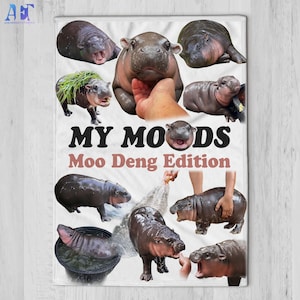 Moo Deng Blanket, Moo Deng Hippo, Moo Deng Memes Blanket, Cute Baby ...