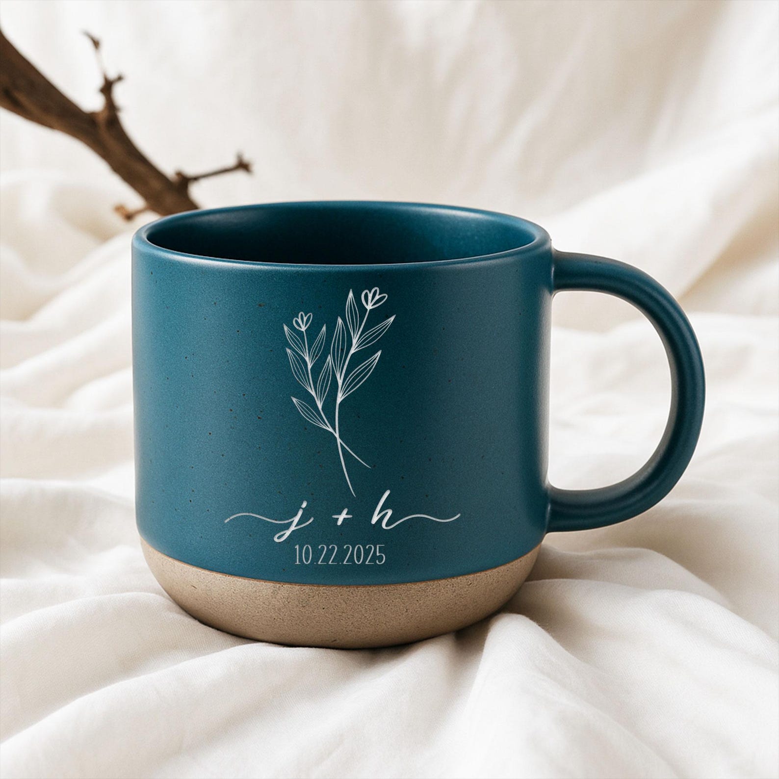 Personalised Engraved Engagement Pottery Mug, Couple Pottery Mug ...