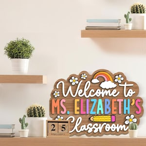 Personalized 3D Teacher Door Sign, Teacher Gifts, Classroom Welcome ...