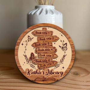 Library Sign,personalised Bookshelf Sign, Bookish Wooden Sign, Book ...