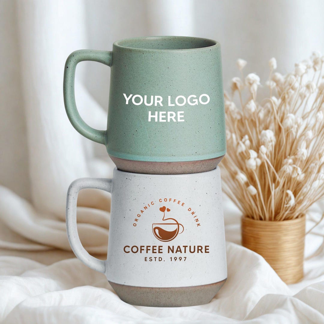 Custom Logo Business Pottery Mug, Personalized Logo Company Coffee Mug ...
