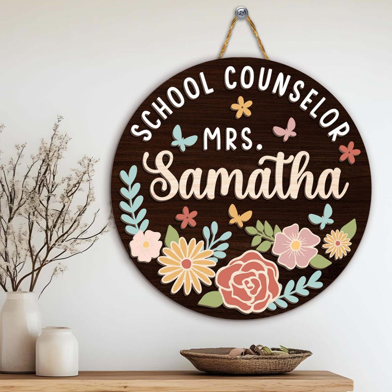 Guidance Counselor Personalized 3D Wooden Name Sign, School Counselor ...