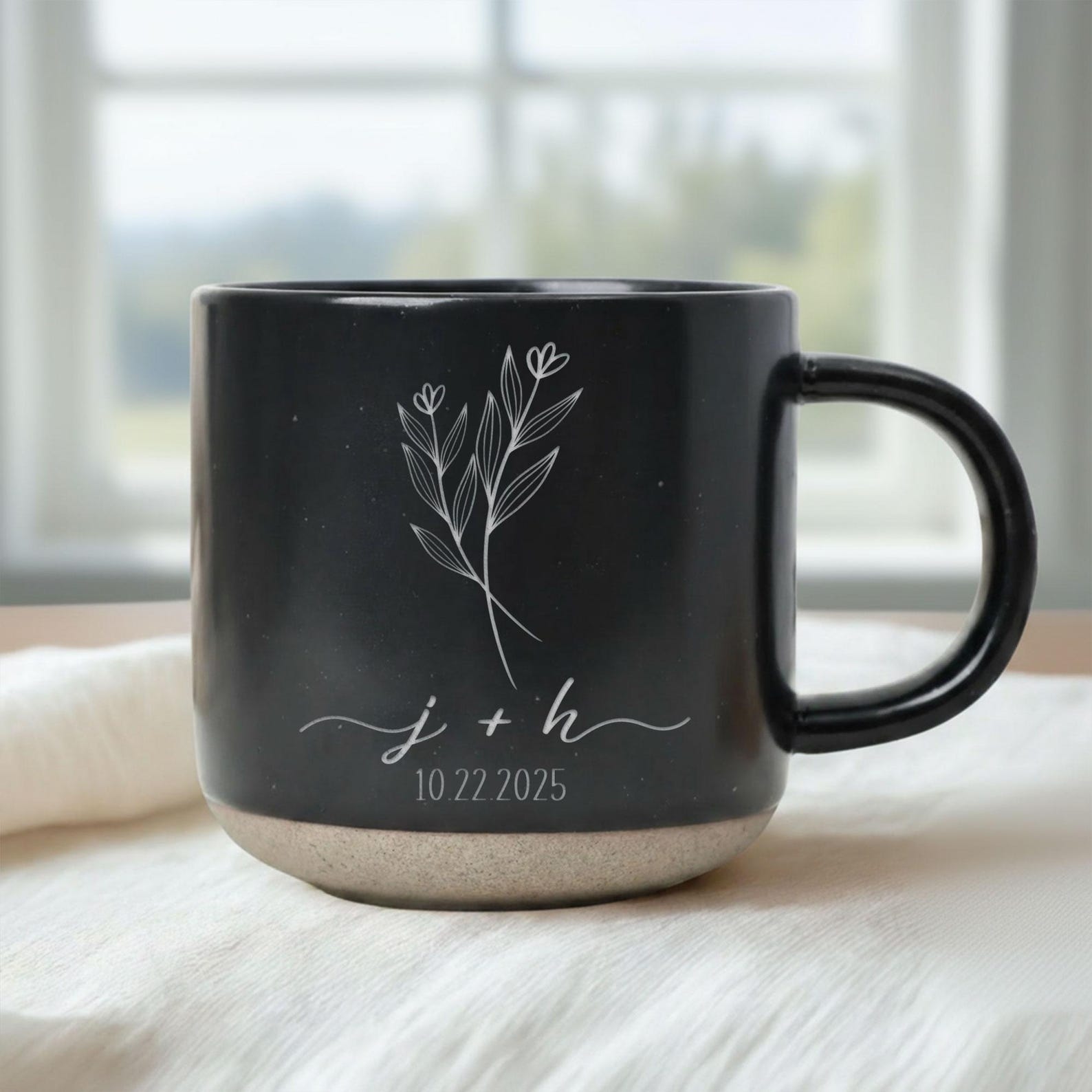 Personalised Engraved Engagement Pottery Mug, Couple Pottery Mug ...
