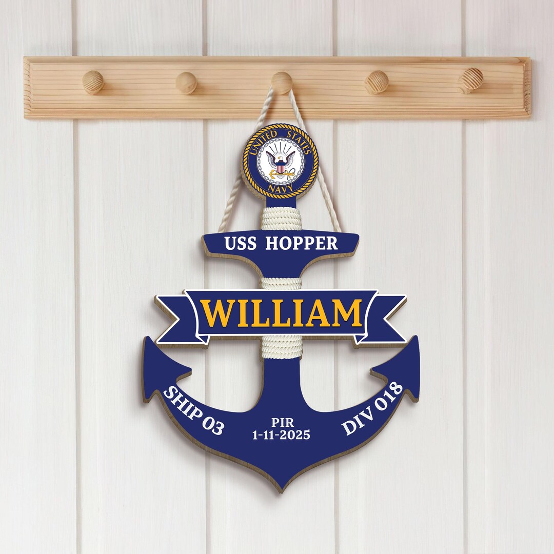 Personalized Navy Anchor Wood Sign: Rustic Military Decor - Etsy