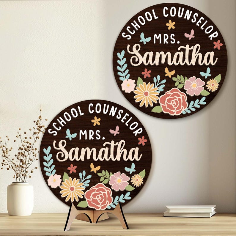 Guidance Counselor Personalized 3D Wooden Name Sign, School Counselor ...