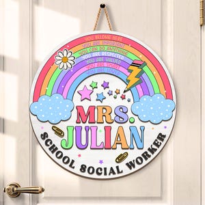 Personalized School Social Worker Office 3D Sign, Teacher Door Hanger ...