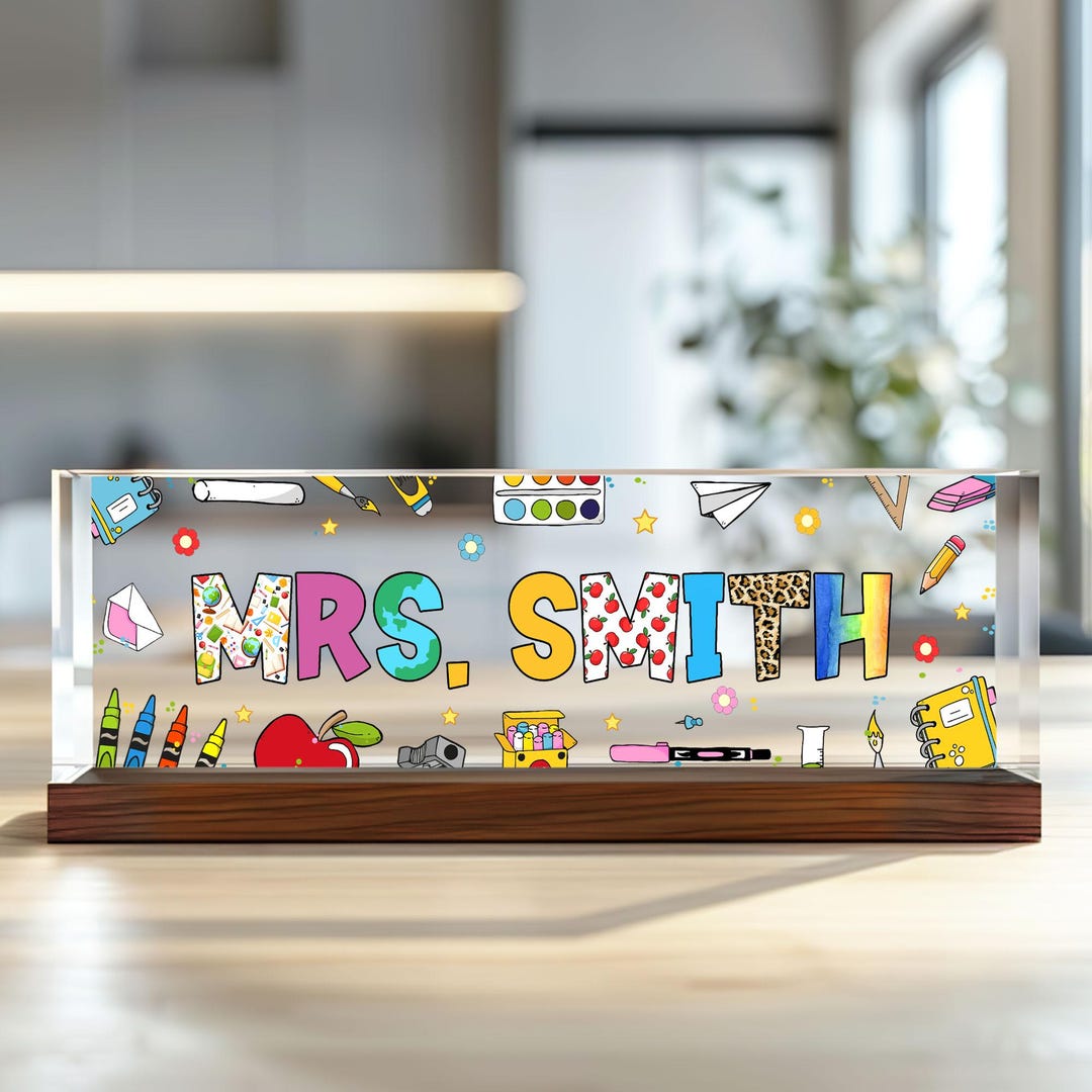 Custom Teacher Desk Name Plate, Teacher Name Sign, Teacher Acrylic ...