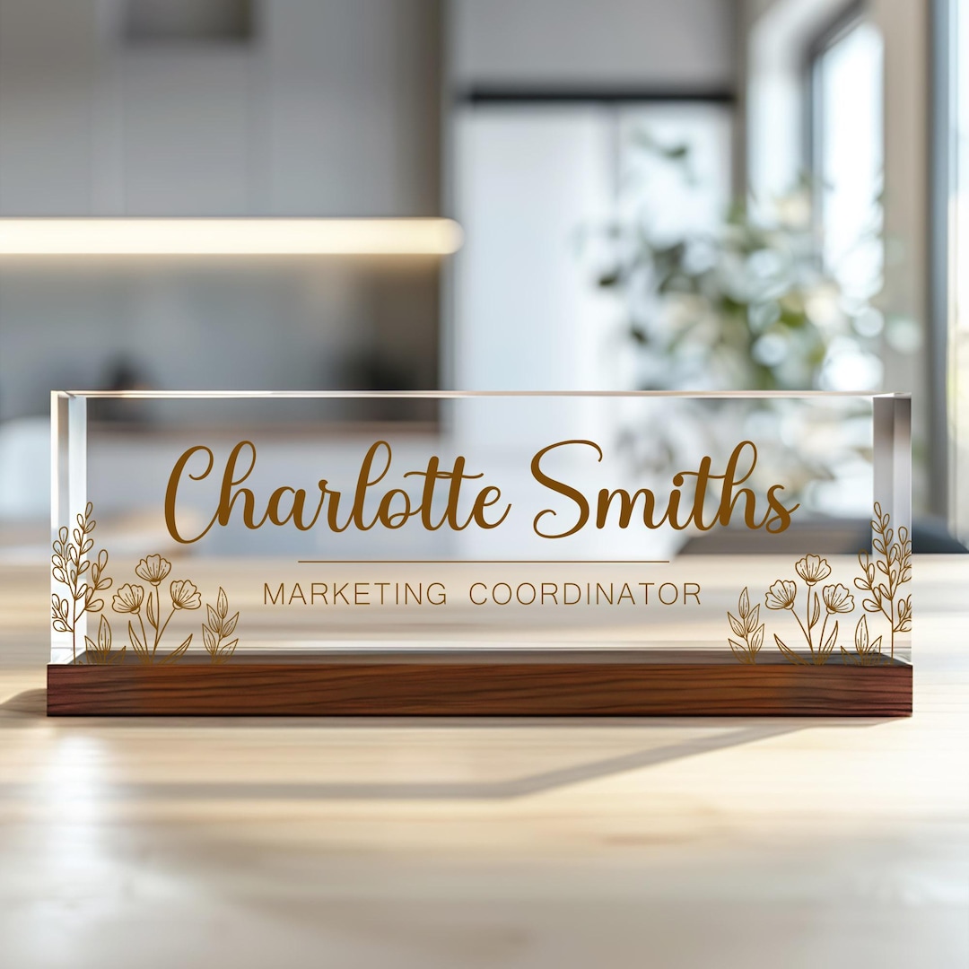 Personalized Desk Name Acrylic Plaque, Custom Office Plate With Name ...
