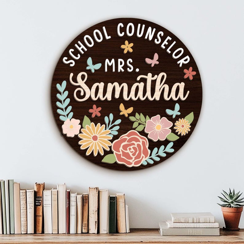 Guidance Counselor Personalized 3D Wooden Name Sign, School Counselor ...