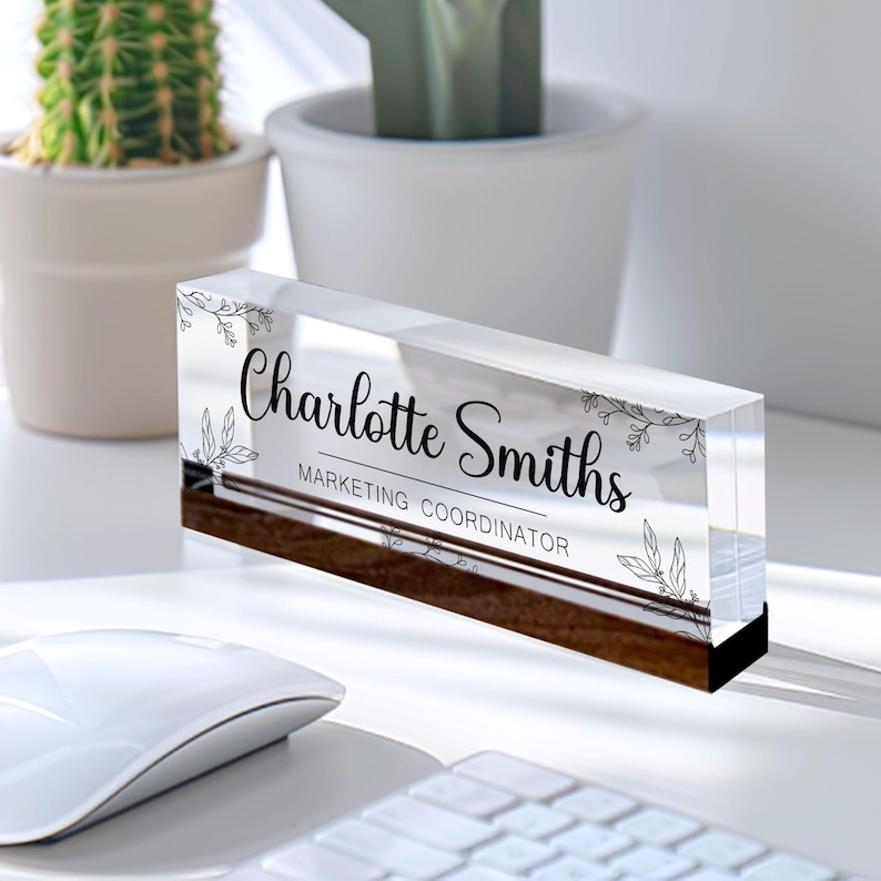 Personalized Desk Name Acrylic Plaque, Custom Office Plate With Name ...
