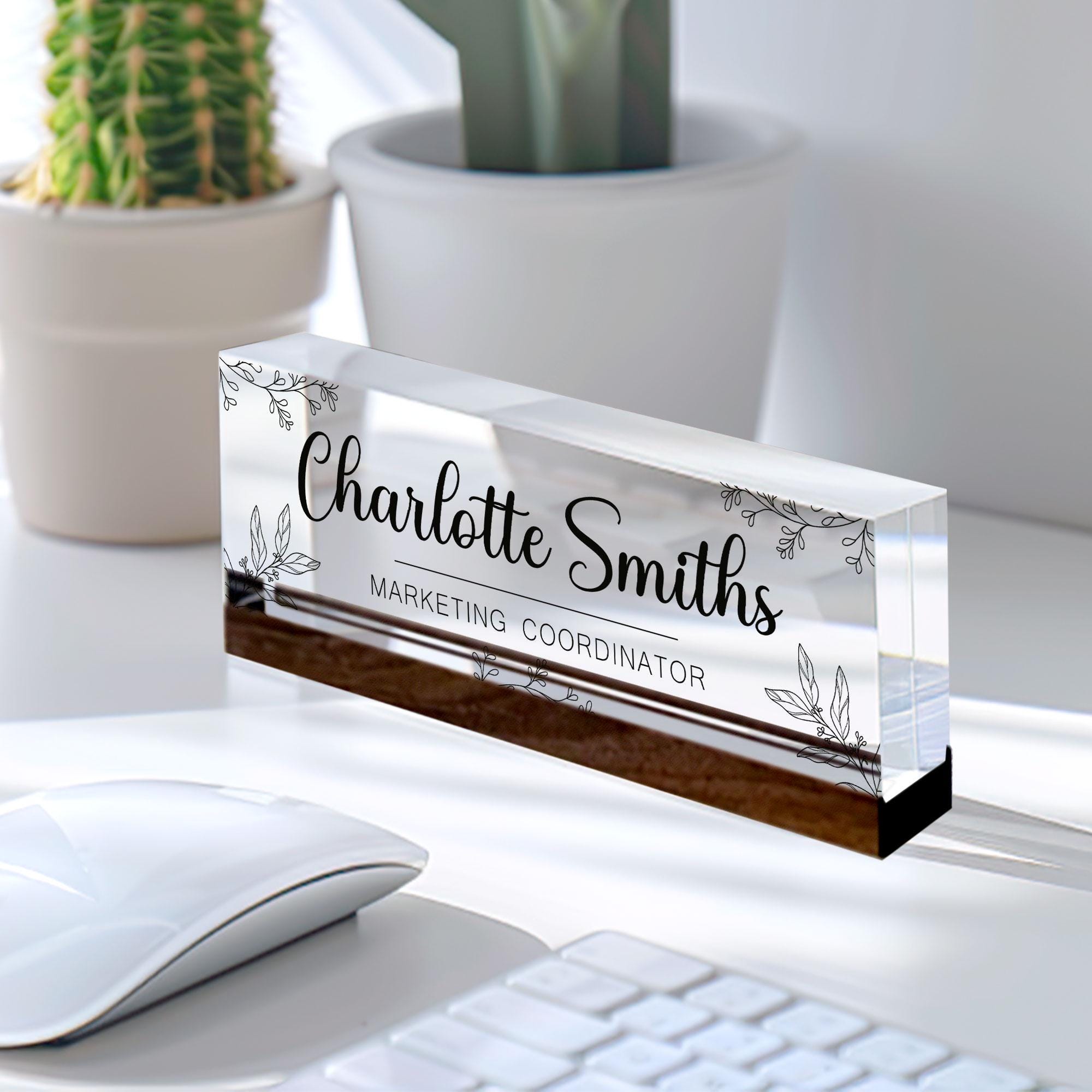 Personalized Desk Name Acrylic Plaque, Custom Office Plate With Name ...