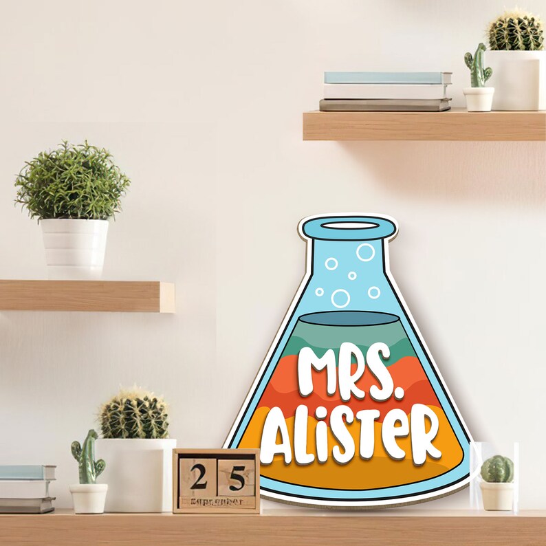 Personalized 3D Science Teacher Door Sign, Science Classroom Decor ...