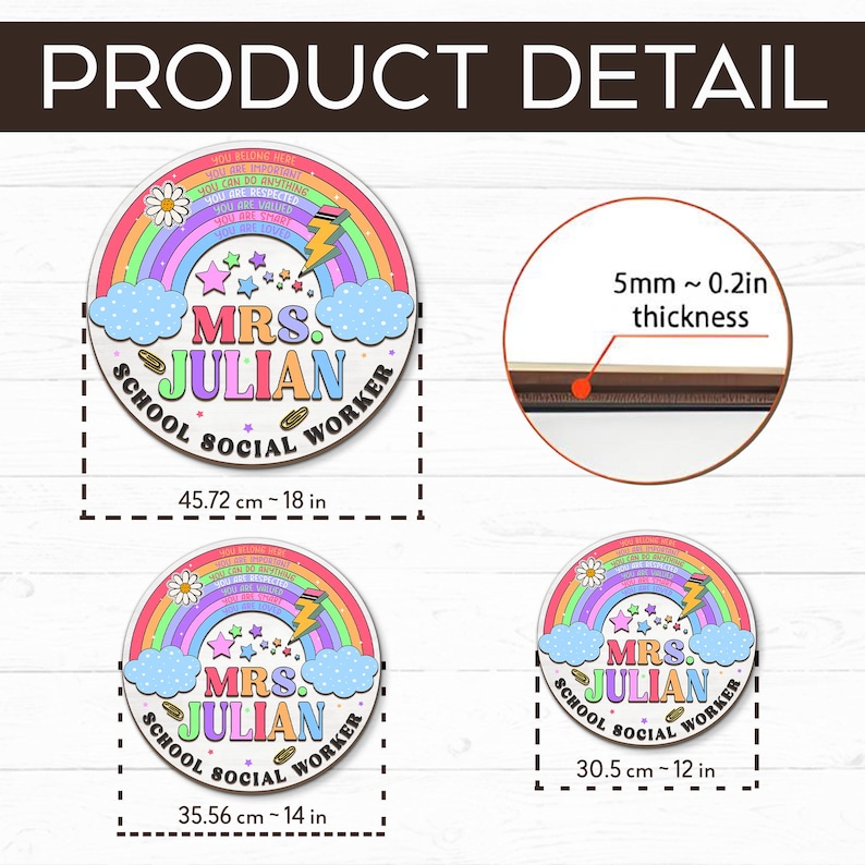 Personalized School Social Worker Office 3D Sign, Teacher Door Hanger ...
