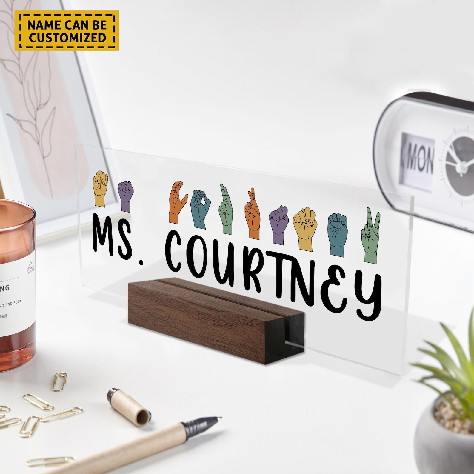 ASL Teacher Gift, Sign Language Gift, Teacher Name Sign, Teacher ...