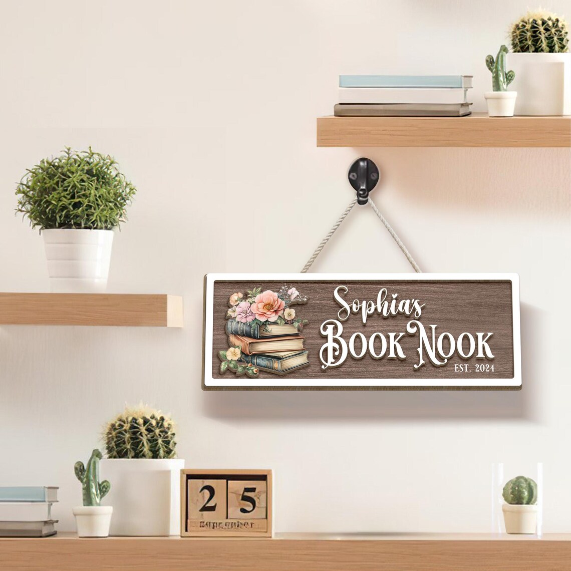 Custom Book Nook Door Sign, Personalized Book Lover Sign, Library Sign ...