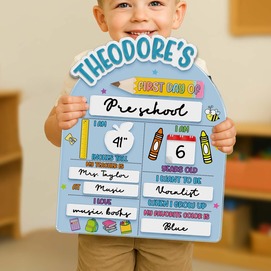 Personalized First and Last Day School Sign, Back to School Acrylic ...
