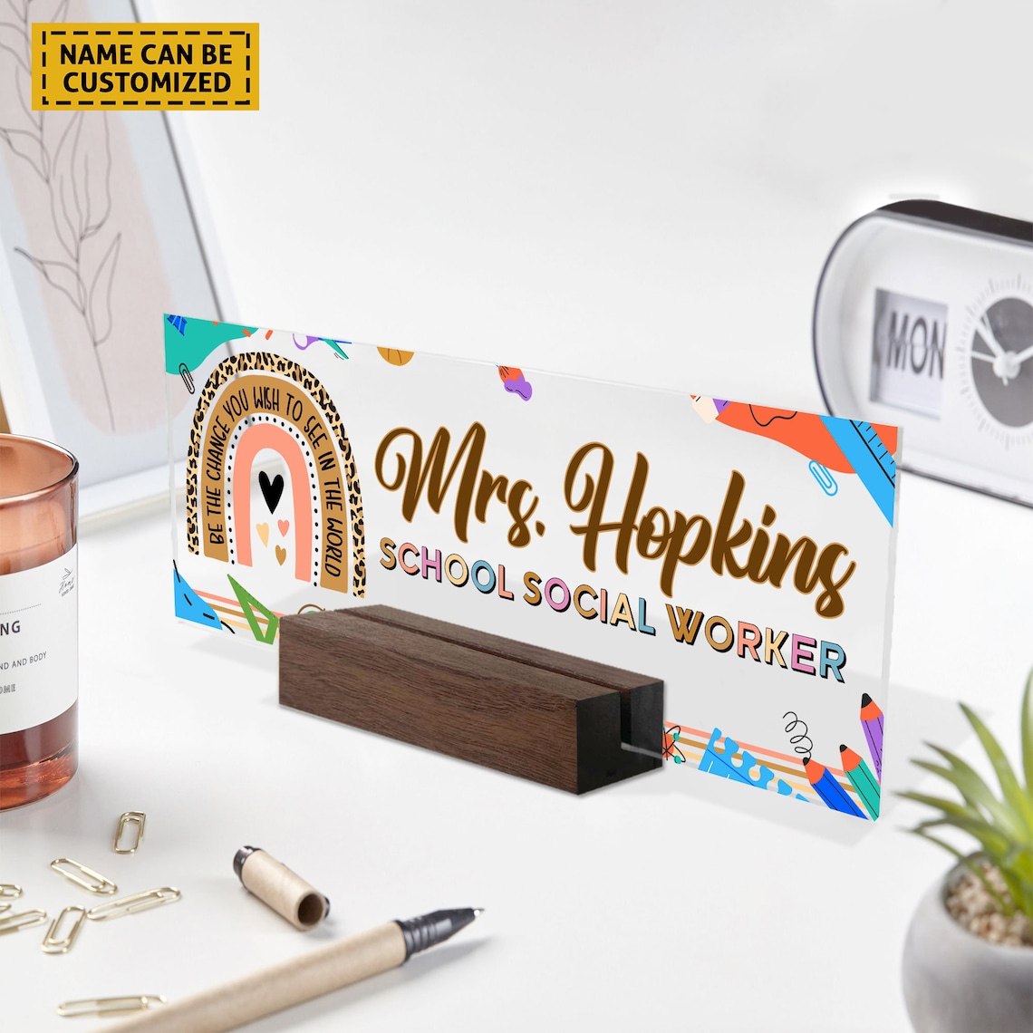 Personalized Teacher Desk Name Plate, Social Worker Name Plate, Back to ...