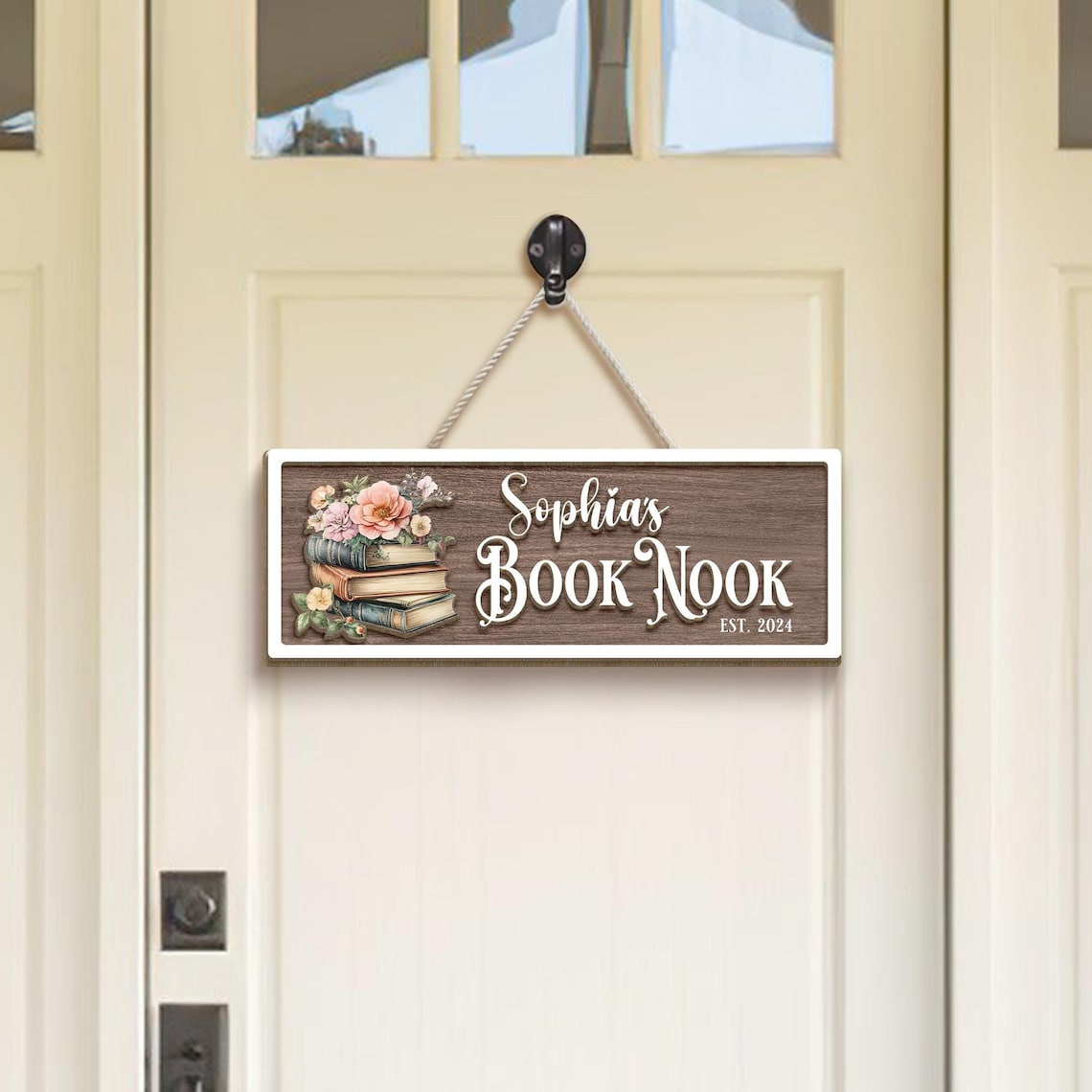 Custom Book Nook Door Sign, Personalized Book Lover Sign, Library Sign ...
