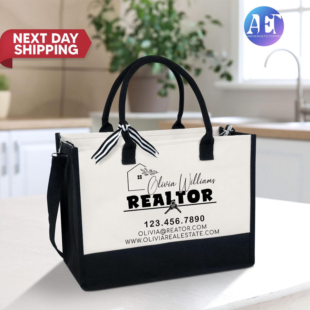 Personalized Realtor Tote Bag, Personalized Business Tote Bag, Custom ...