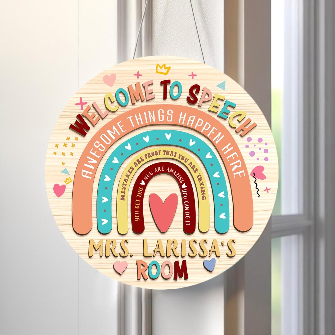 Welcome to Speech Sign 3D Laser Cut, Speech Therapist Door Door Hanger ...