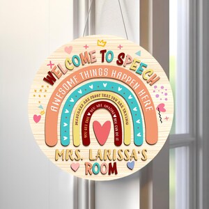 Welcome to Speech Sign 3D Laser Cut, Speech Therapist Door Door Hanger ...