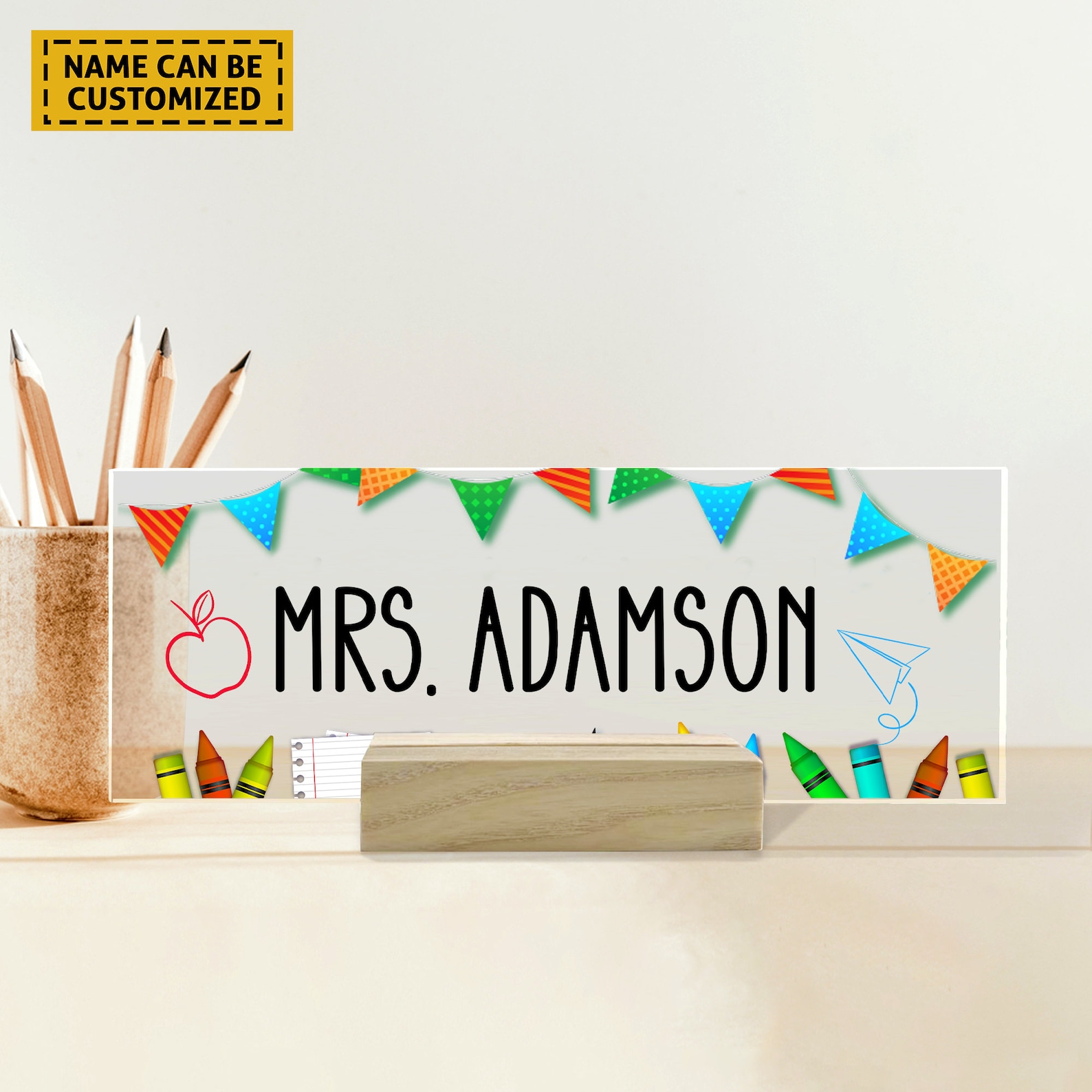 Personalized Teacher Desk Nameplate With Base, Teacher Appreciation ...
