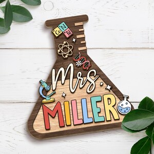 Custom 3D Science Teacher Name Sign, Science Classroom Decor, Custom ...