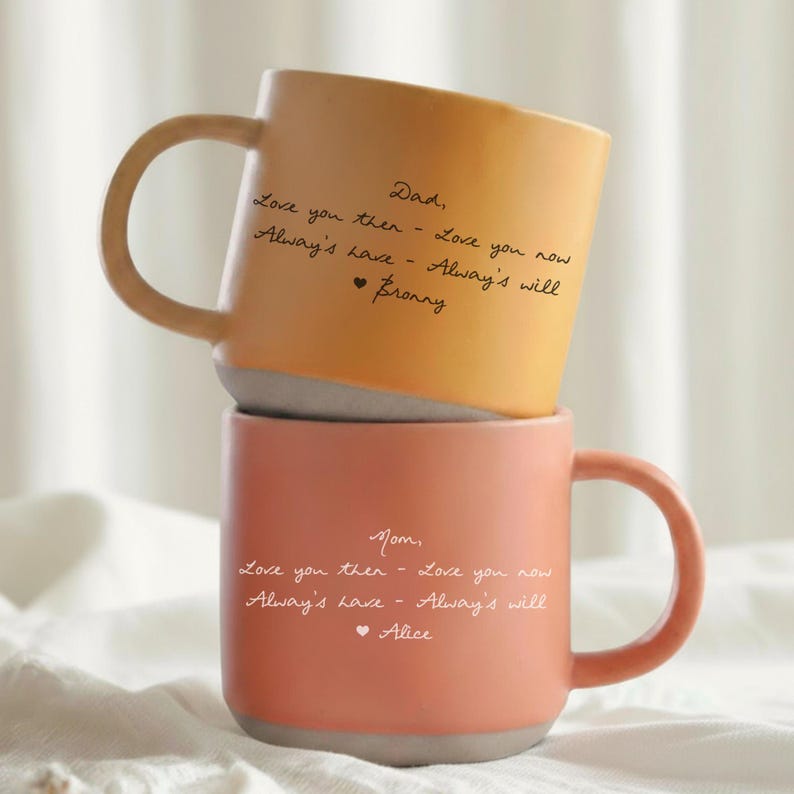 Custom Actual Handwriting Pottery Mug, Mother's Day Gift, Personalized ...