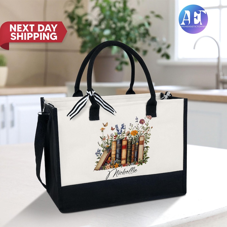Custom Book Tote Bag, Bookish Personalized Tote Bag,bookish Gift Idea ...