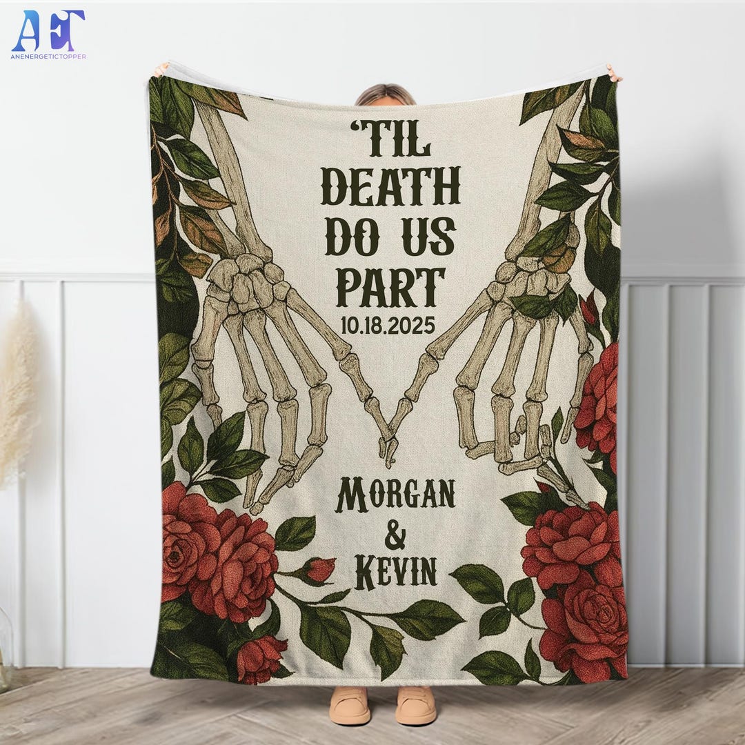 Skeleton Couple Till Death Blanket, Personalized Skeleton Lovers ...