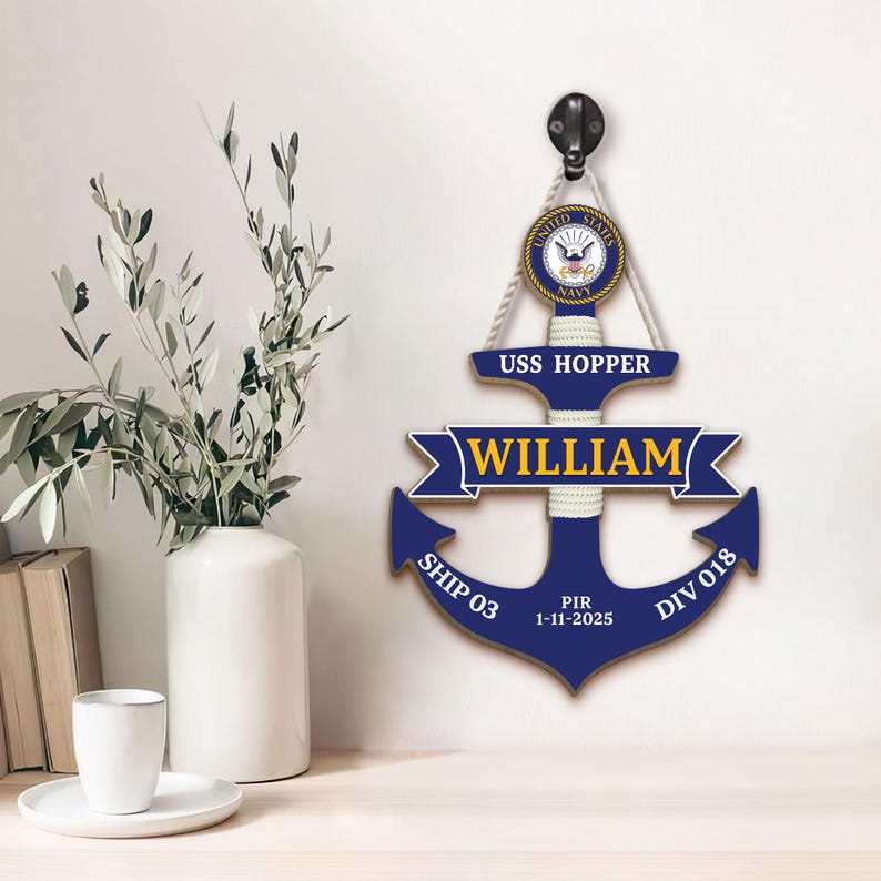 Personalized Navy Anchor Wood Sign: Rustic Military Decor - Etsy