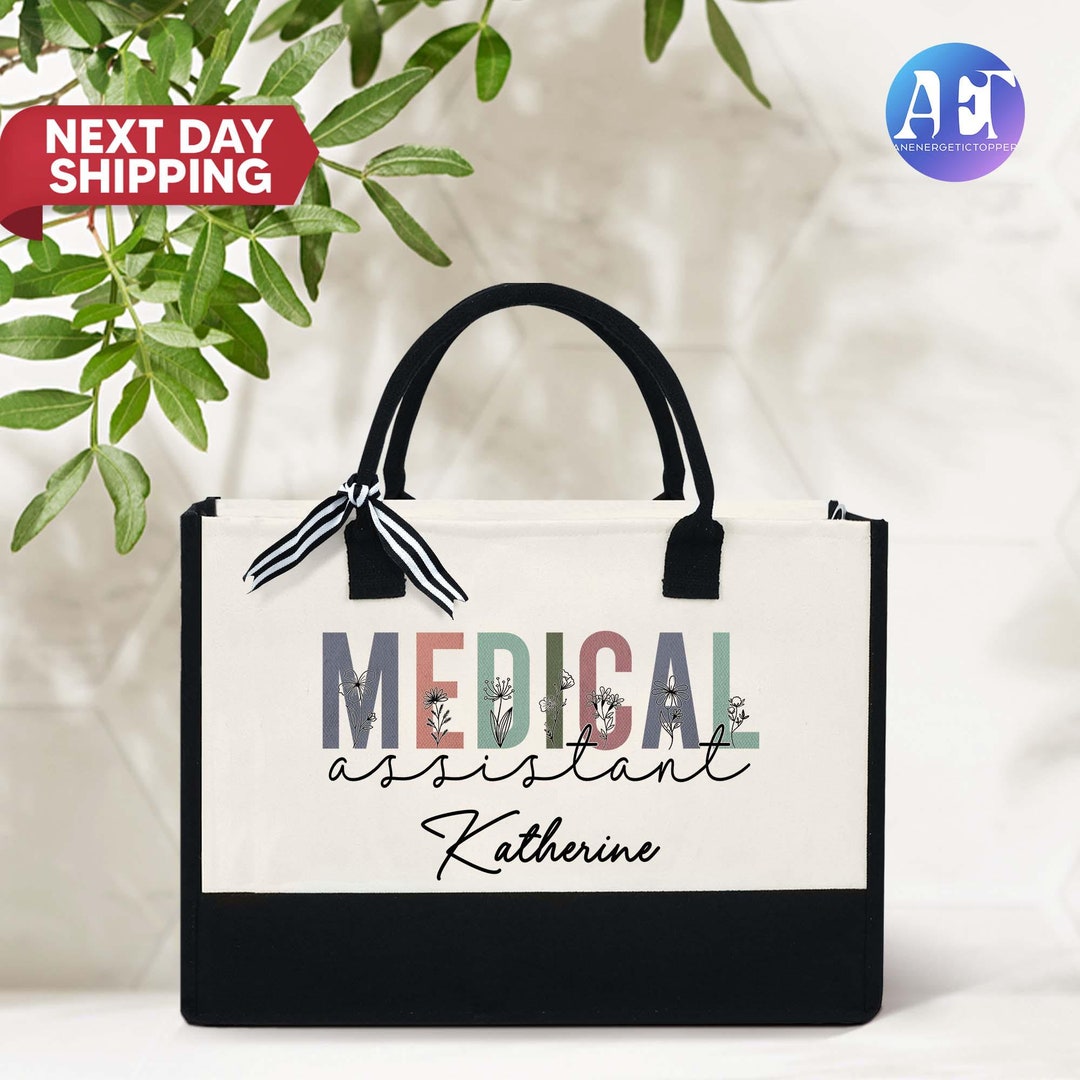 Custom Medical Assistant Tote Bag, Personalized MA Canvas Bag, Utility ...