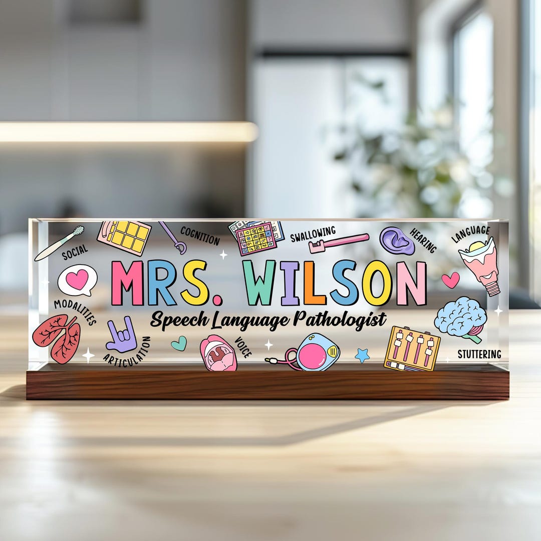 SLP Teacher Gift, Speech Language Pathologist Name Desk Plaque, Teacher ...