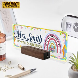 School Counselor Gift, Teacher Desk Name Plate, Teacher Appreciation ...