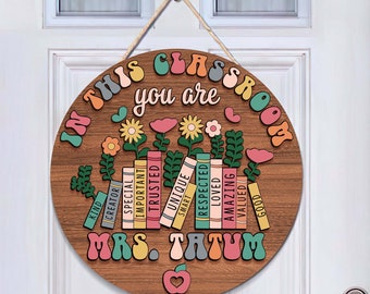 Personalized 3D Teacher Door Sign, Custom Teacher Door Sign, Back to ...