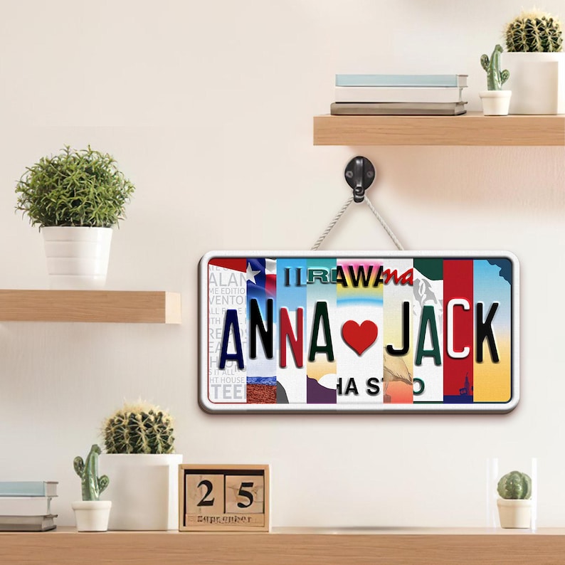 Personalized License Plate Sign Anniversary Gift for Boyfriend Husband ...