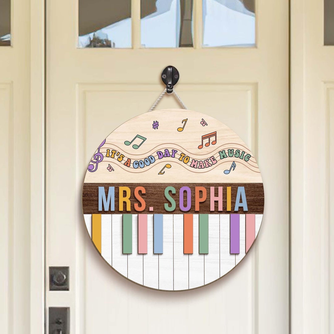 Personalized Music Teacher Door Sign, Custom 3D Door Sign Music, Music ...