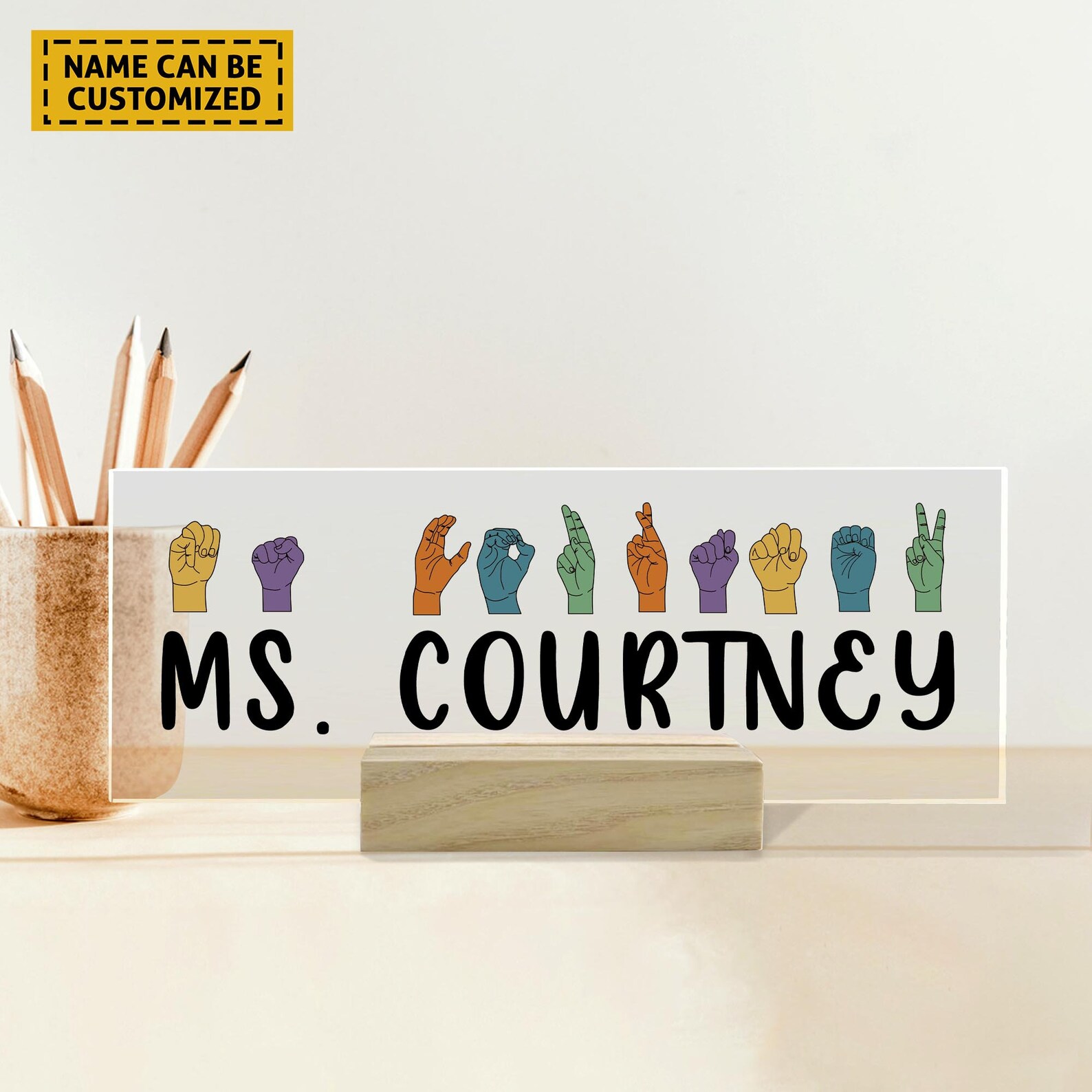 ASL Teacher Gift, Sign Language Gift, Teacher Name Sign, Teacher ...