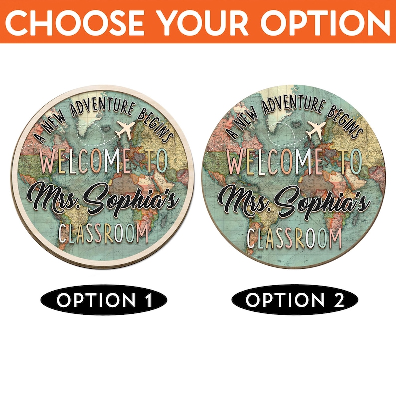 Personalized Welcome Classroom Door Sign, World Map Adventure Themed ...