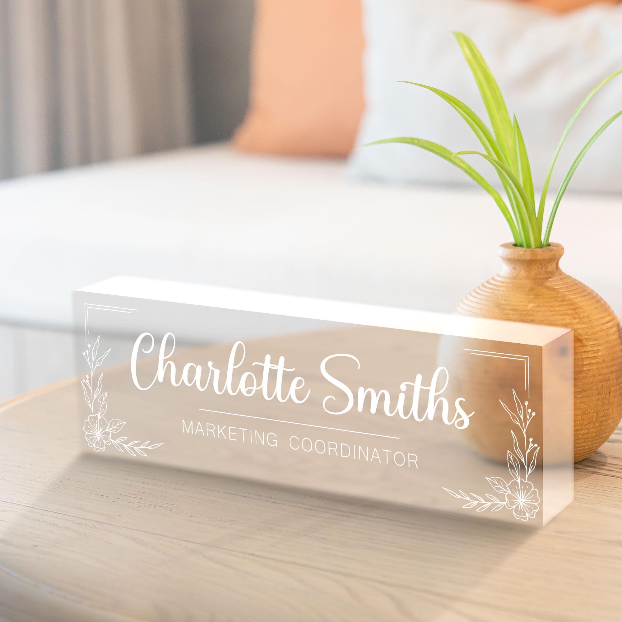 Personalized Desk Name Acrylic Plaque, Custom Office Plate With Name ...
