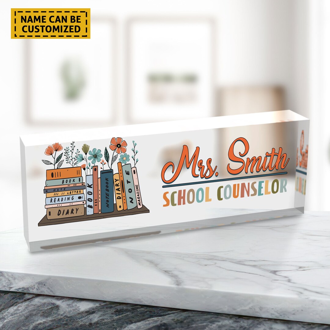 School Counselor Desk Name Plate, Counselor Desk Sign, Mental Health ...