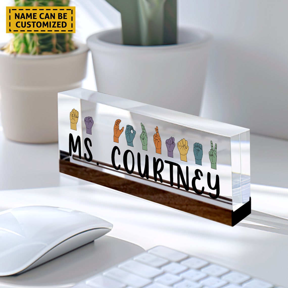 ASL Teacher Gift, Sign Language Gift, Teacher Name Sign, Teacher ...