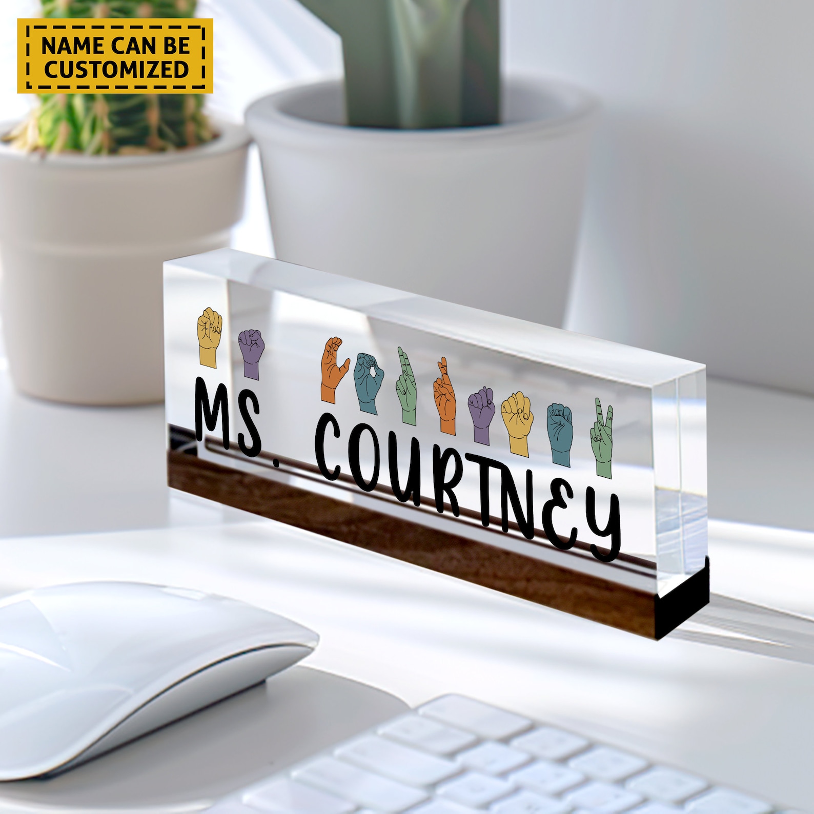 ASL Teacher Gift, Sign Language Gift, Teacher Name Sign, Teacher ...