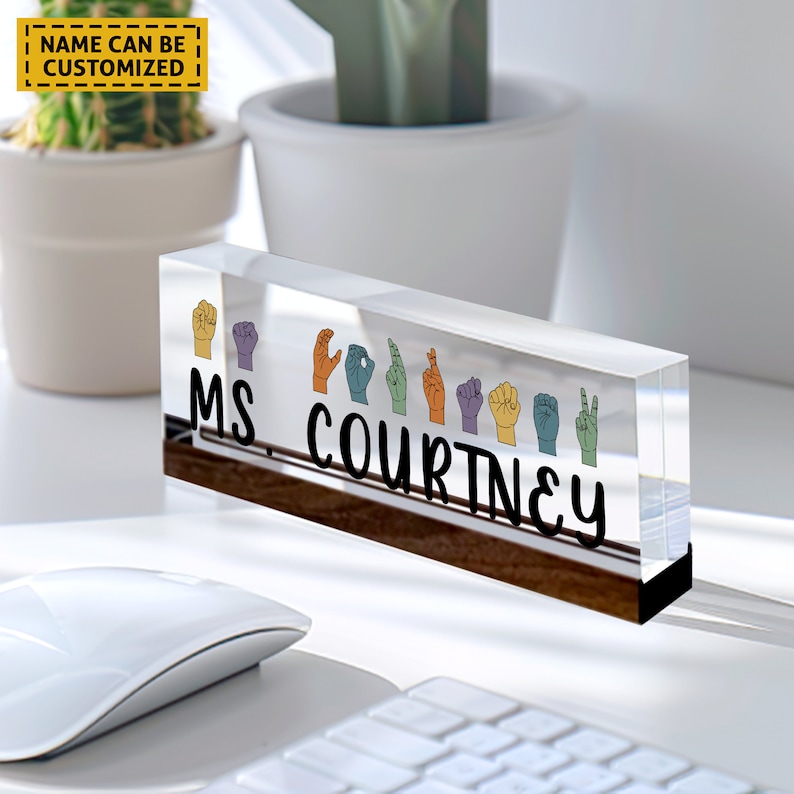 ASL Teacher Gift, Sign Language Gift, Teacher Name Sign, Teacher ...