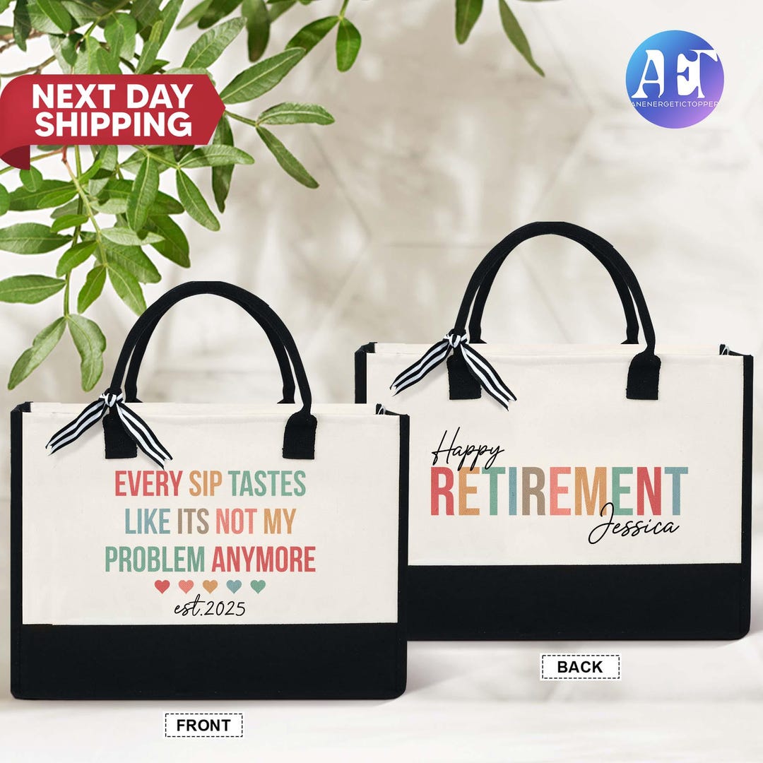 Personalized Retirement Canvas Tote Bag, Custom Retire Bag Retirement ...