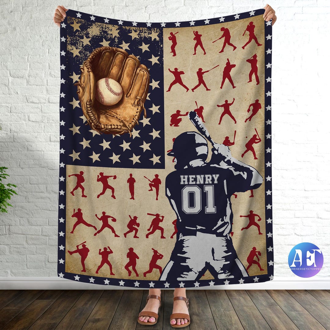 Personalized Baseball Blanket, Baseball Players Gift for Team, Baseball ...